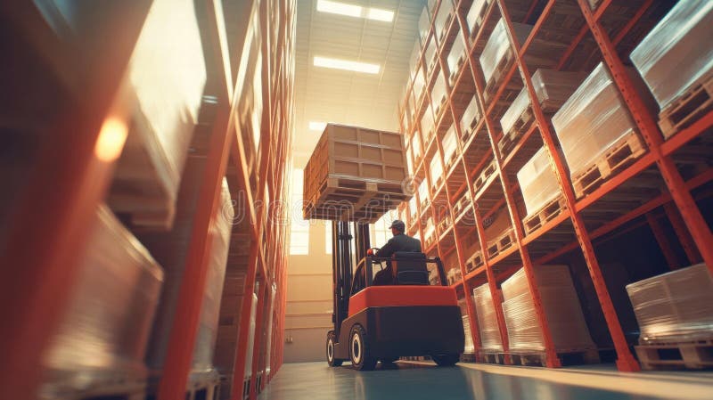 Forklift Operator Working in a Warehouse Stock Image - Image of ...