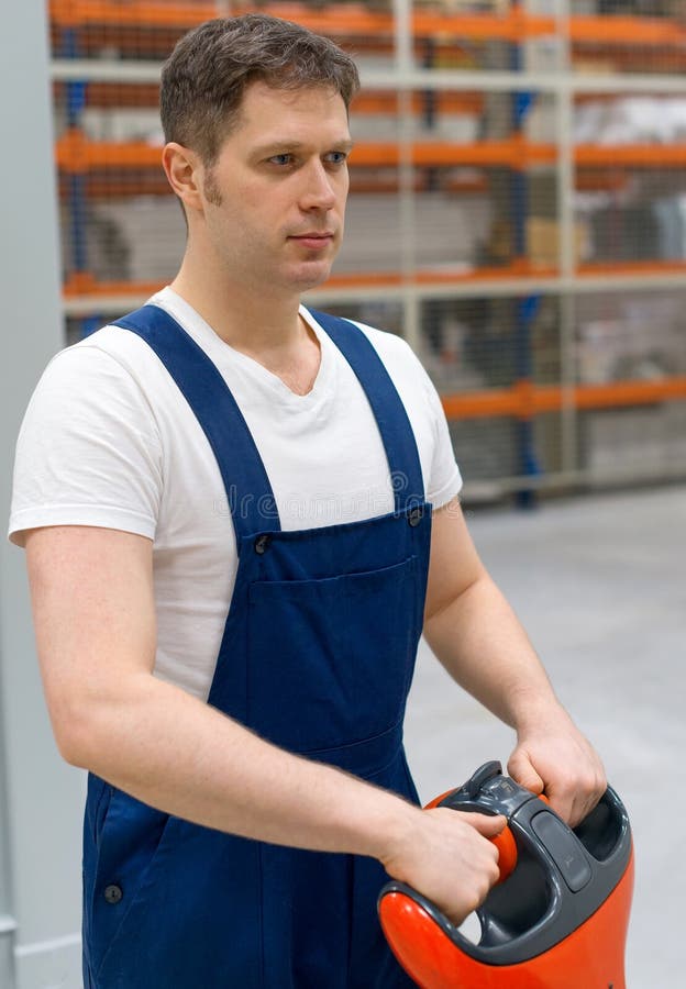Forklift operator. stock image. Image of handsome, lifting - 66300429