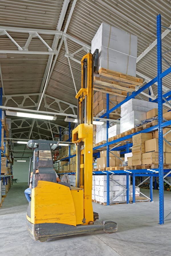 Stacker forklift stock photo. Image of yellow, warehouse - 28407280