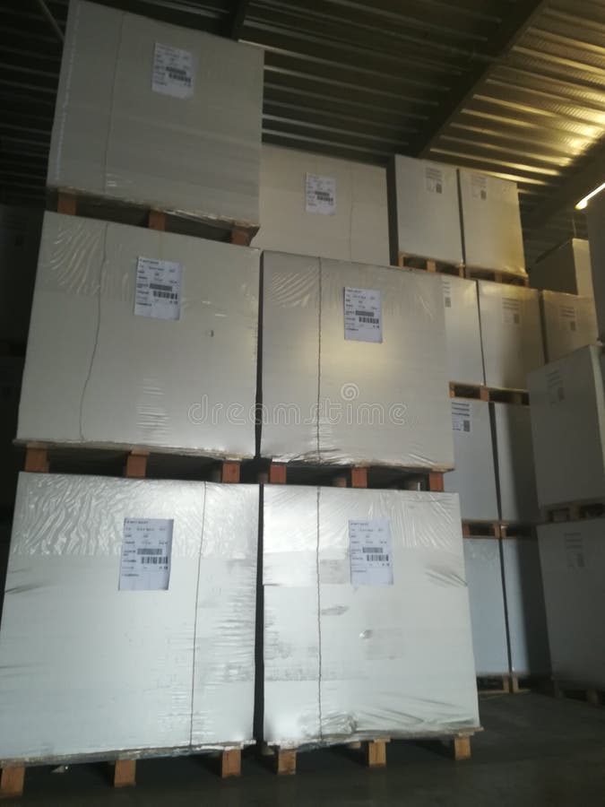 Paper Sheets Palletized at the Warehouse Editorial Photography - Image ...