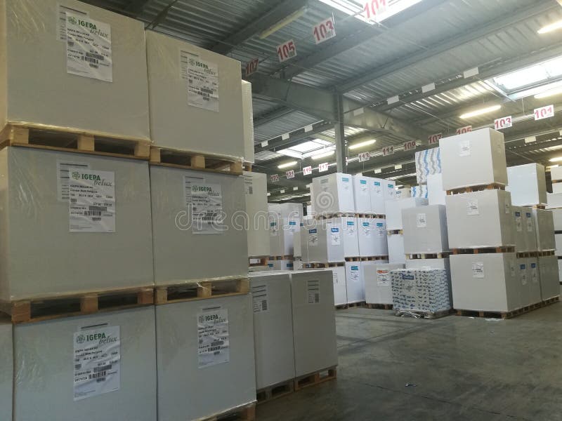 Paper Sheets Palletized at the Warehouse Editorial Image - Image of ...