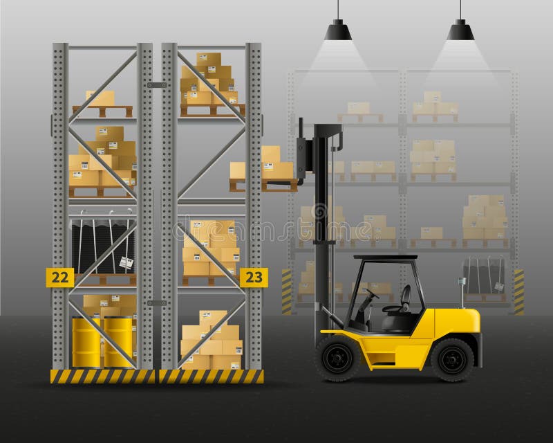 Forklift in Realistic Style. Top, Side and Front View. 3d Image ...