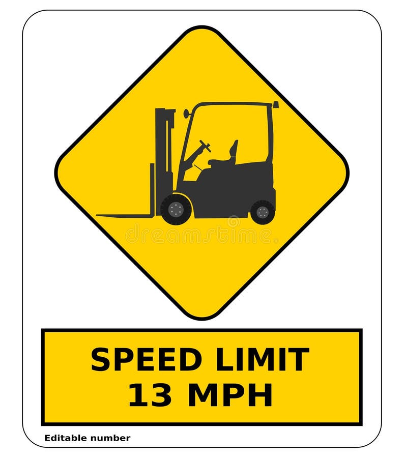 Forklift Speed Limit Sign, Editable Number, Vector Illustration Stock ...