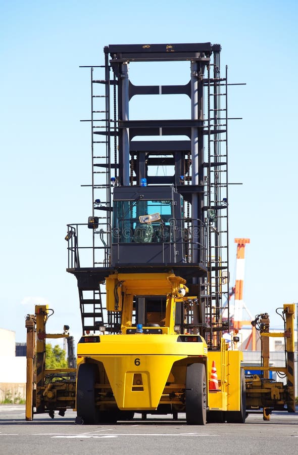Forklift is Stacking Container Stock Photo - Image of export, ship ...