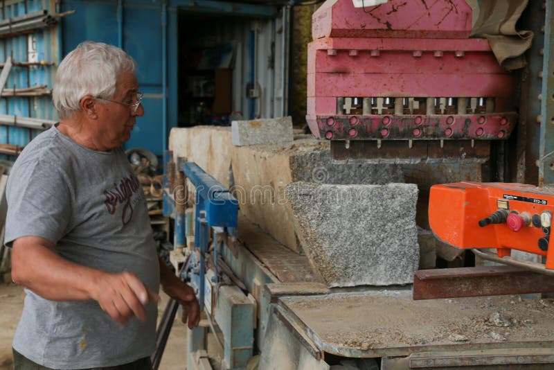 Processing of Marble in the Quarry. Editorial Photography - Image of ...