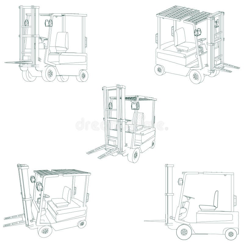 Illustration of a Forklift. Vector Drawing Stock Vector - Illustration ...