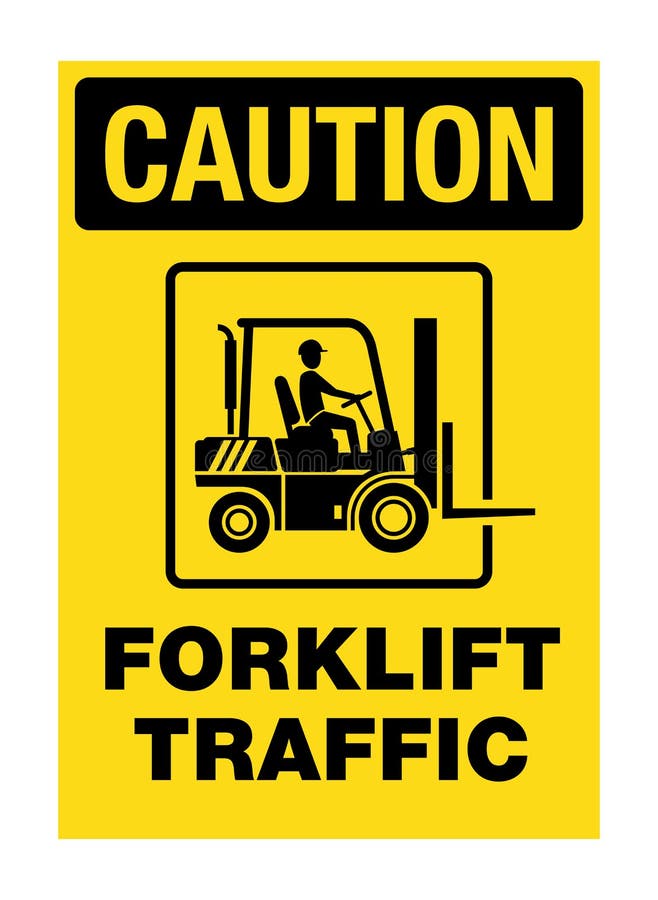 Caution Forklift Traffic And Warning For Pedestrian Sign In Vector ...
