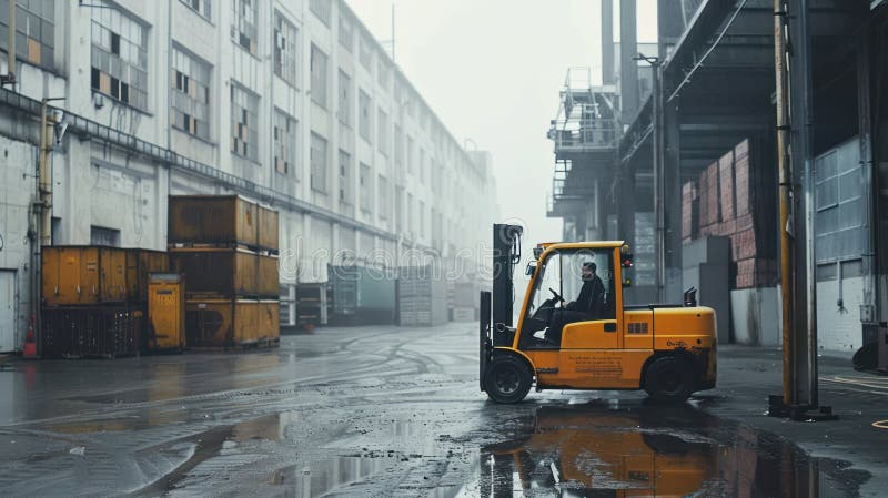 Forklift Transporting Heavy Machinery Stock Illustration - Illustration ...