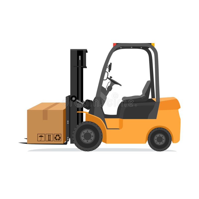 Forklift Truck with Box. Modern Vector Illustration Stock Vector ...
