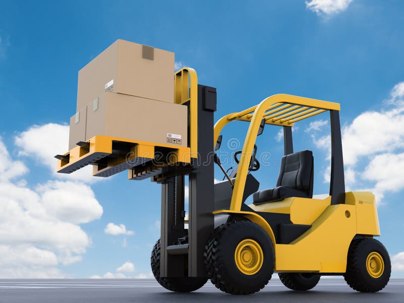 Lifting Boxes With Forklift Stock Image - Image of lifting, equipment ...
