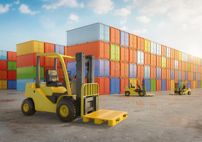 Container Terminal - Freight Container with Kenya Flag. Stock ...