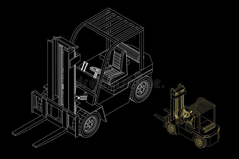 Isometric Forklift In Four Different Positions Stock Vector ...