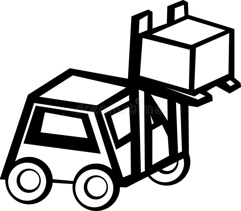 Forklift Truck Lifting a Box Vector Illustration Stock Vector ...