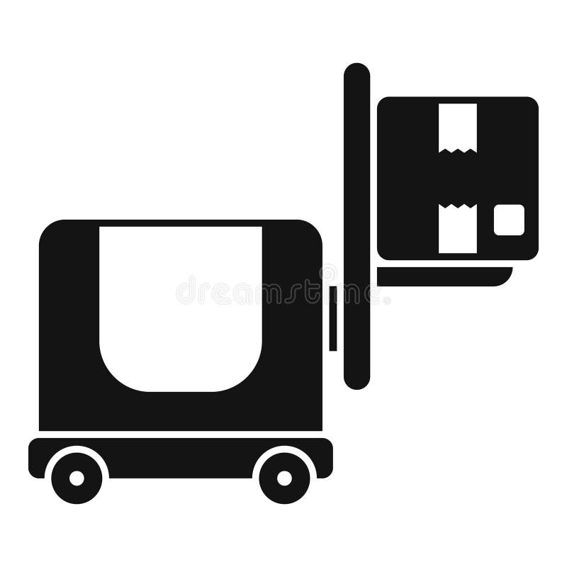 Forklift Truck Lifting Cardboard Box in Warehouse Icon Stock ...