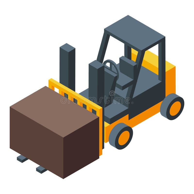 Forklift Truck Lifting Heavy Load Cargo Box Storage Stock Vector ...