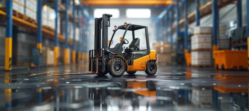 Forklift Truck Operating in Warehouse - Forklift Stock Image - Image of ...