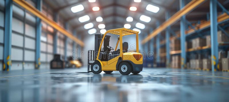 Forklift Truck Operating in Warehouse - Forklift Stock Image - Image of ...