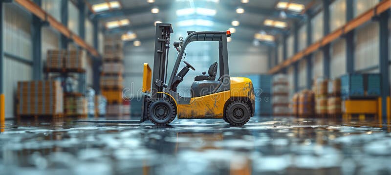 Forklift Truck Operating in Warehouse - Forklift Stock Image - Image of ...