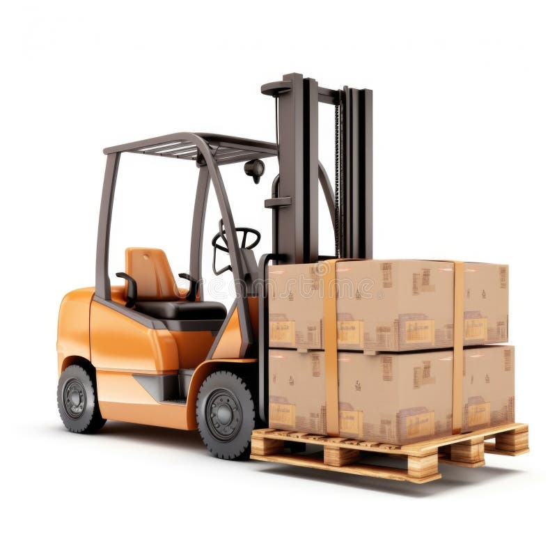 A Forklift Truck with a Stack of Boxes on it Stock Photo - Image of ...