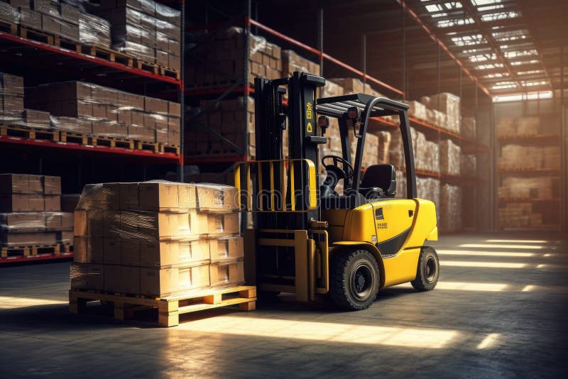 Forklift Truck in Warehouse. Generative AI Stock Illustration ... Forklift Truck in Warehouse. Generative AI Stock Illustration ...