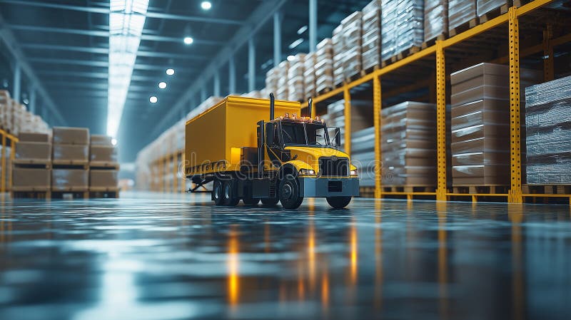 Forklift Truck in Warehouse. Logistics and Transportation Concept. 3D ...