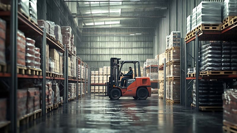 Forklift Truck in Warehouse with Pallets for Logistics and ...