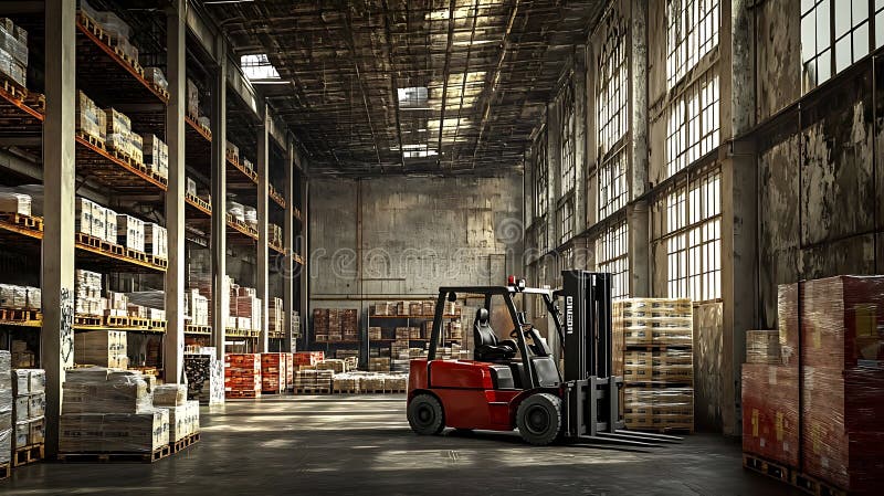 Forklift Truck in Warehouse with Pallets for Logistics and ...