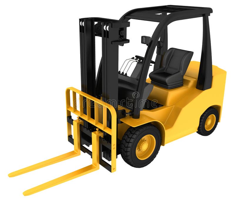 Forklift Truck on White Isolated Background Stock Photo - Image of ...