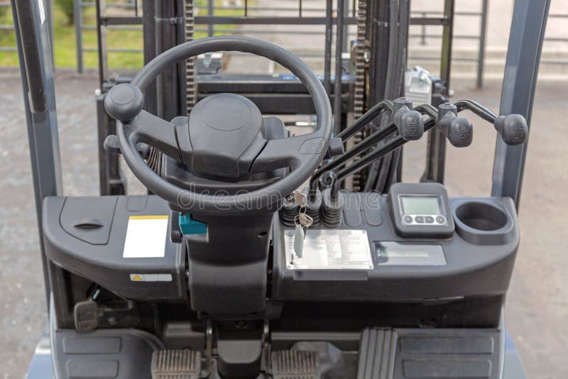 Forklift Driver Position stock photo. Image of lever - 269335444
