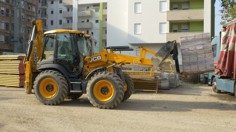 Forklift Unloading Building Material. Stock Footage - Video of road ...
