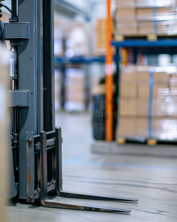 Forklift in Warehouse. Forklift Driver Preparing Products for Shipment ...