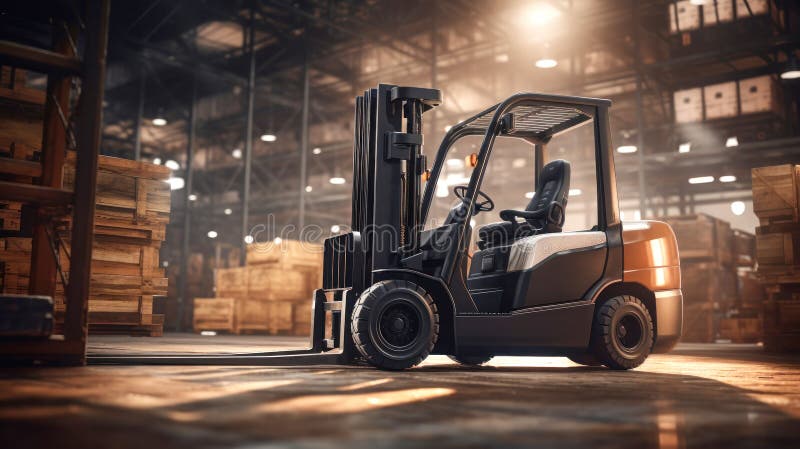 Forklift in a Warehouse. Lifting and Moving Loads Stock Illustration ...