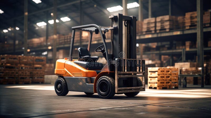 Forklift in a Warehouse. Lifting and Moving Loads Stock Illustration ...