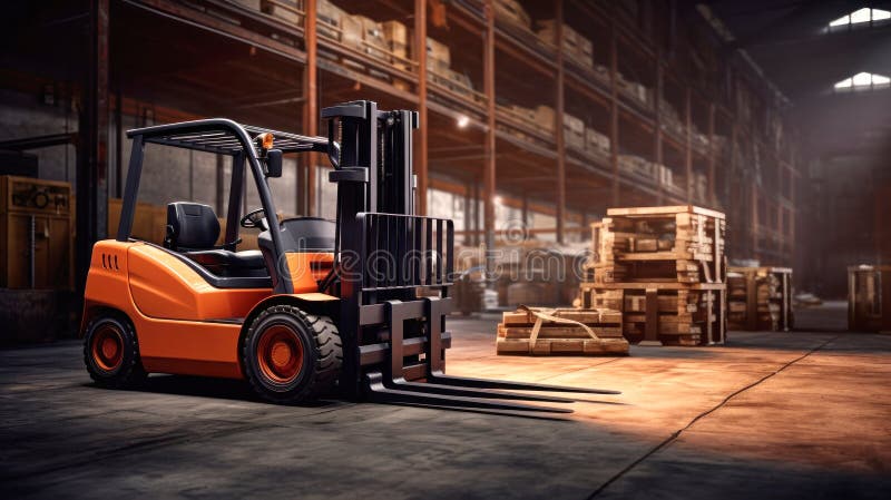 Forklift in a Warehouse. Lifting and Moving Loads Stock Illustration ...