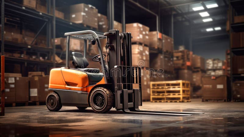Forklift in a Warehouse. Lifting and Moving Loads Stock Illustration ...