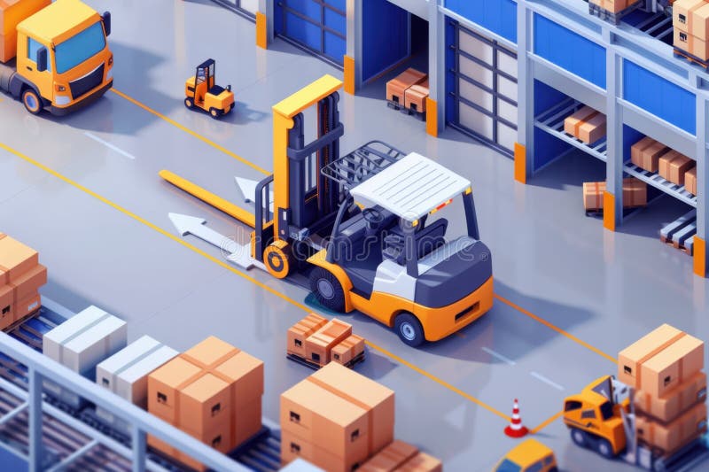 Forklift Busy Warehouse Illustration Stock Illustrations – 85 Forklift ...