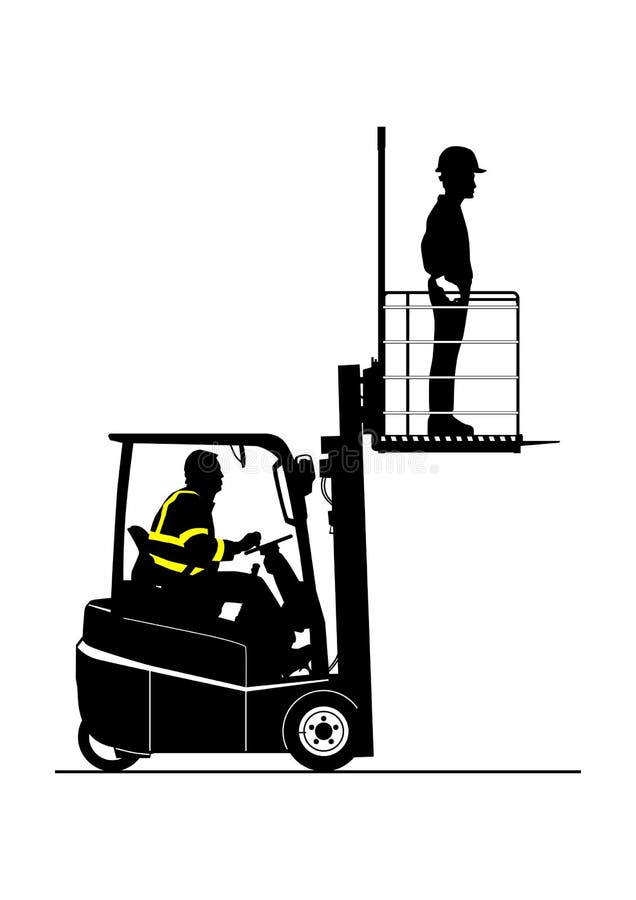 Forklift with Work Platform and Operators. Stock Vector - Illustration ...