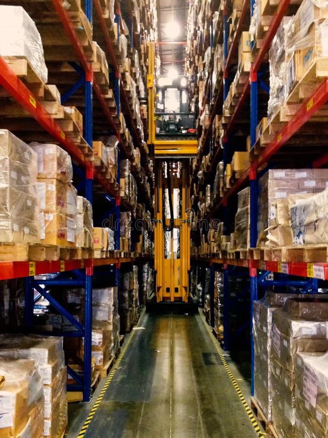 The forklift is working stock photo. Image of building - 94540042