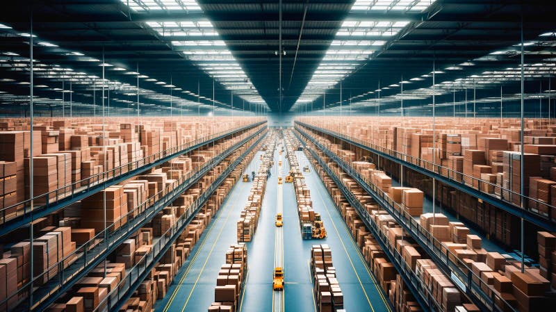 Forklifts Glide through the Structured Maze of a Bustling Warehouse ...