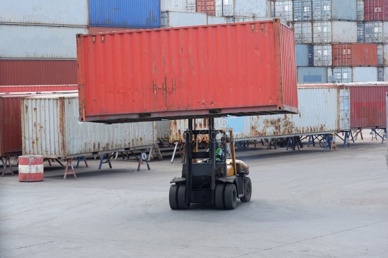 Forklifts Lift Containers and Container Warehouses, Trade View Stock ...