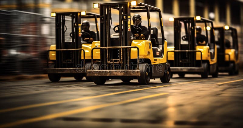Forklifts Maneuvering through a Warehouse Facility, Showcasing ...