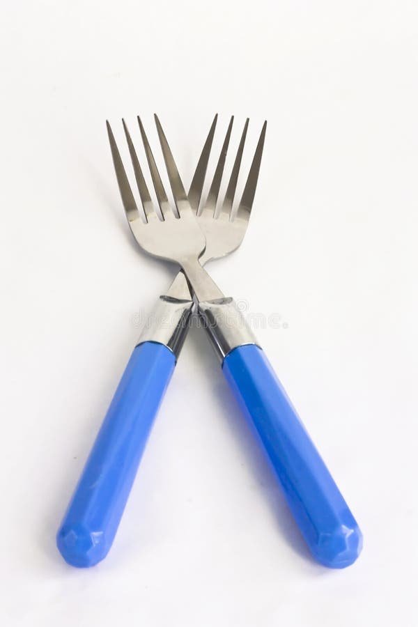 Forks with blue handler stock photo. Image of table, still - 13328632