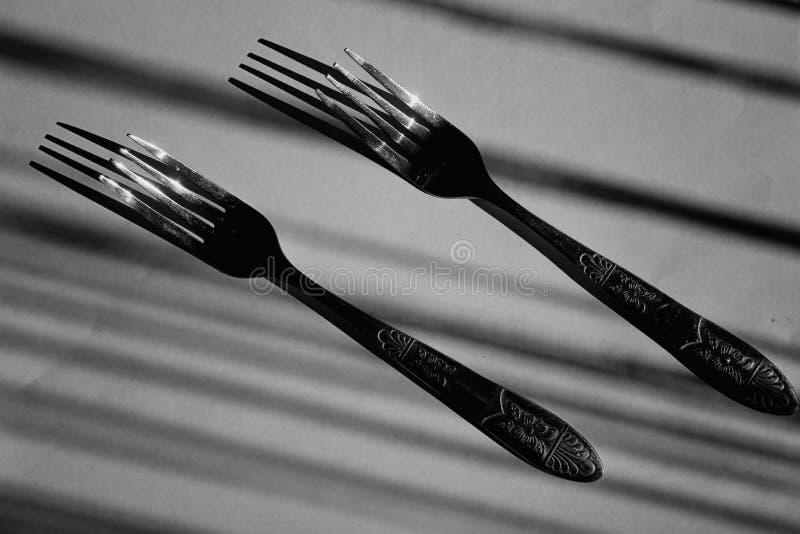 Forks and Shadows on White Background Stock Image - Image of breakfast ...
