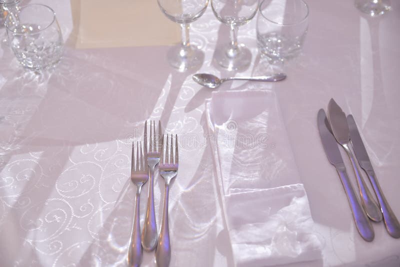 Forks placed on a table stock image. Image of dinner - 68675575