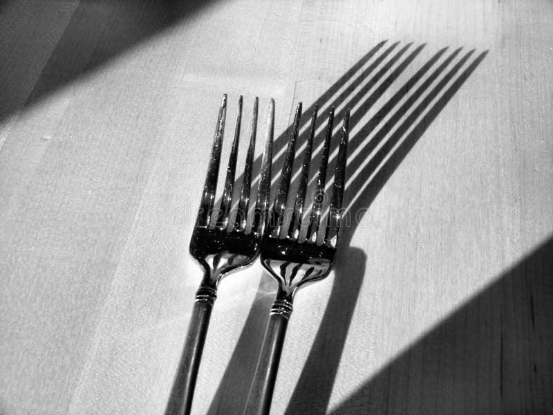 Forks and Shadows on White Background Stock Image - Image of breakfast ...