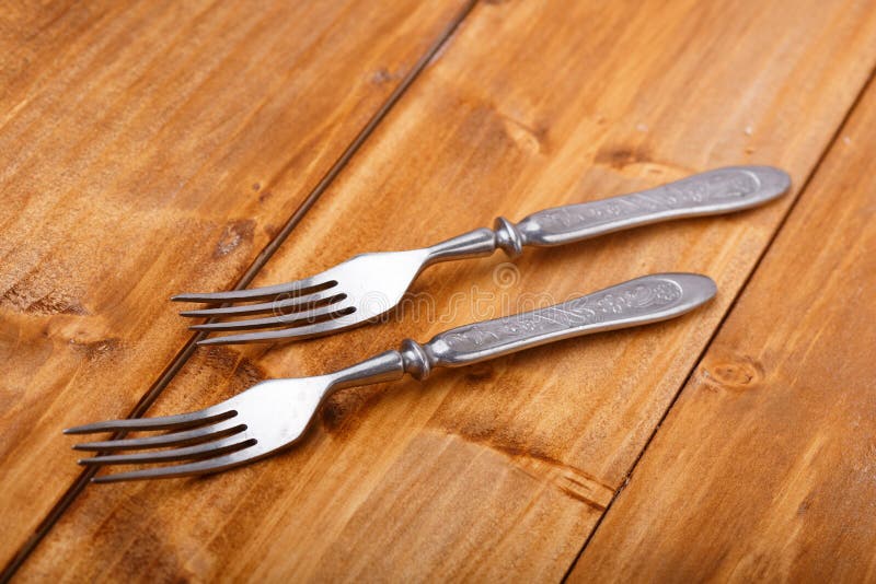 The Forks on the Wooden Table Stock Image - Image of traditional ...