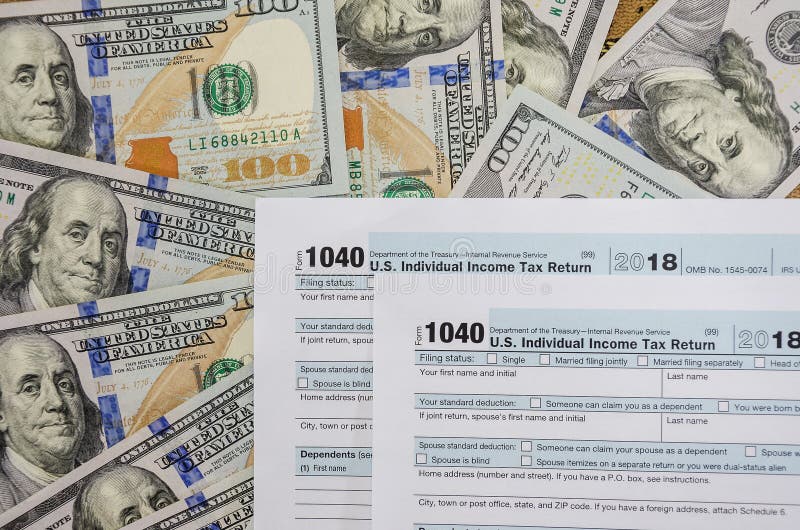 Form 1040 Background Dollars View Above Close Up Stock Photos - Free ...