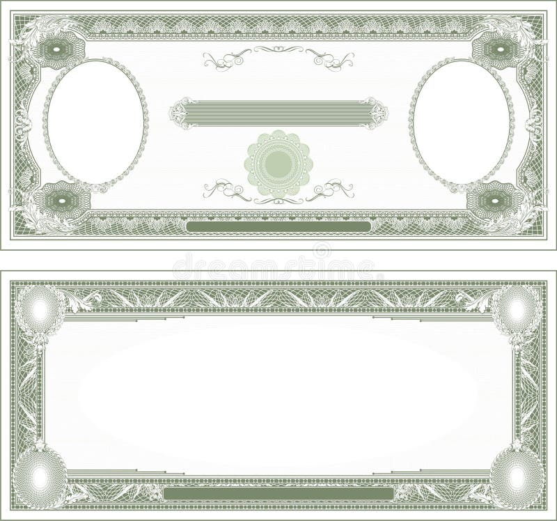 Blank for Banknote Obverse and Reverse with Two Portraits Green Stock ...