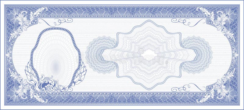 Blank for Dollar Style Banknote with Side Portrait Blue Stock ...