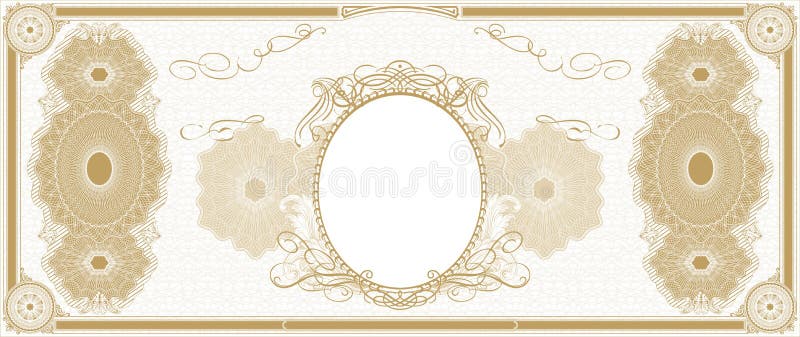 Blank Old Banknote with a Portrait in the Middle Gold Stock ...